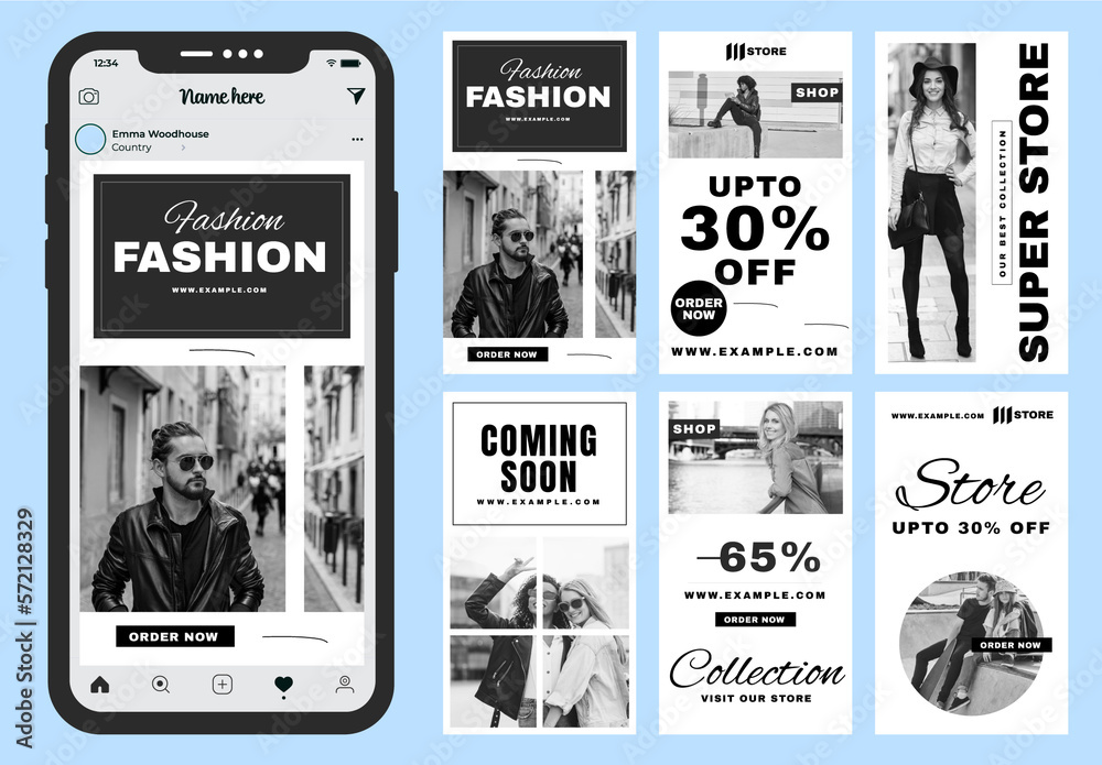 Fashion Cloth Store Story Design Bundle Design Stock Template | Adobe Stock
