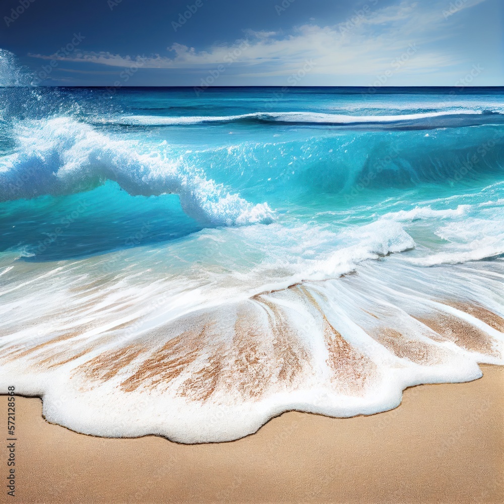 Beautiful sandy beach and soft blue ocean wave. Sea background ...