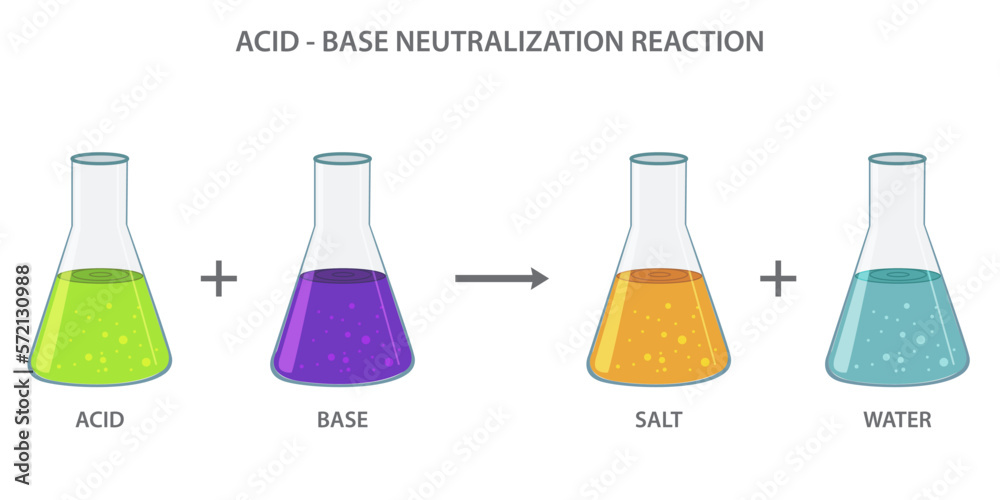 Acid base neutralization reaction producing a salt and water vector ...