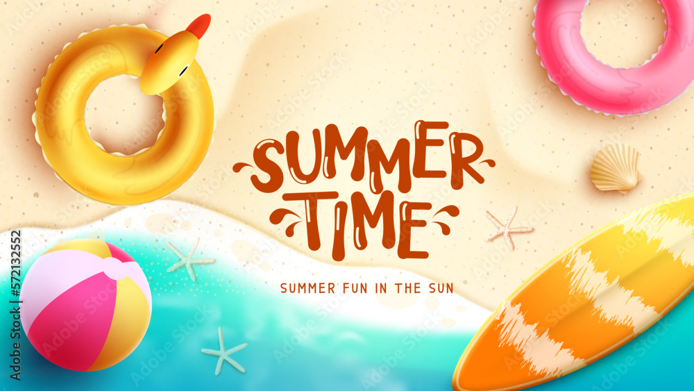 Summer time vector design. Summer time text in sea background with ...
