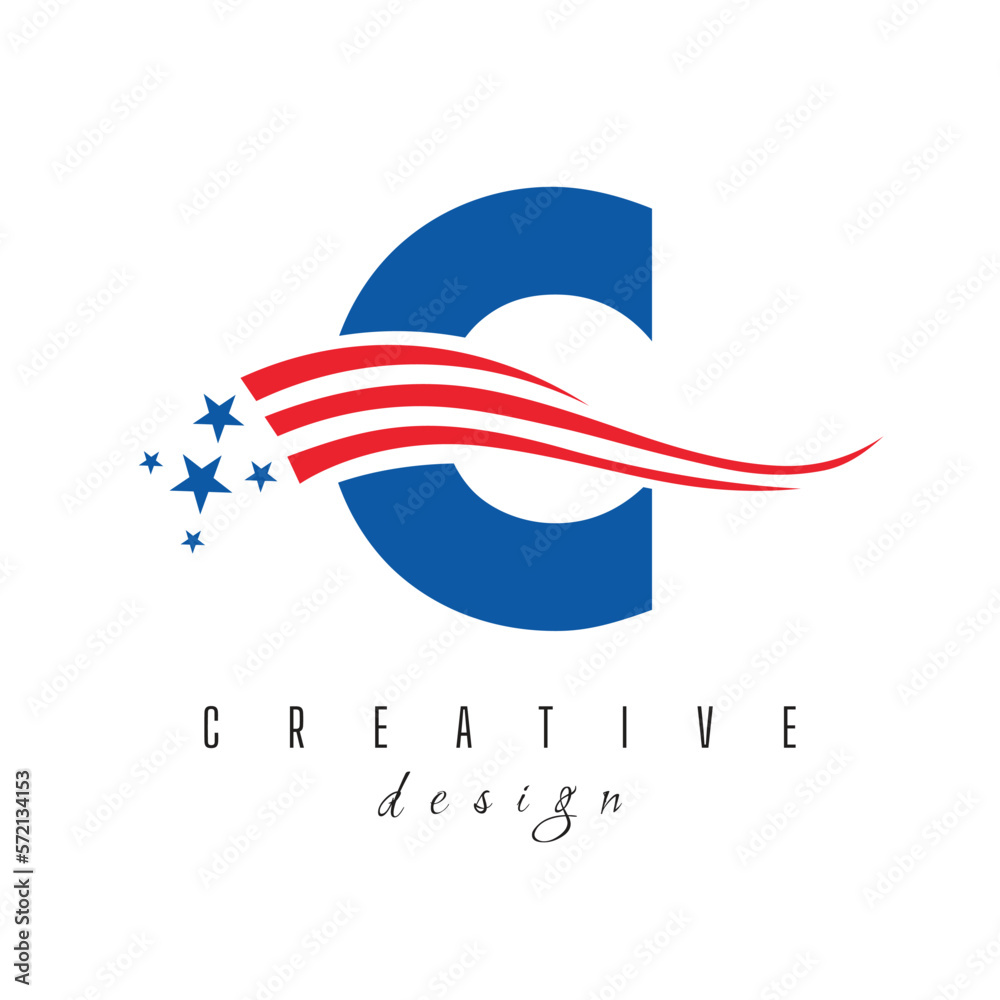 Letter C American Logo for Business, Corporate and Company Sign. USA ...