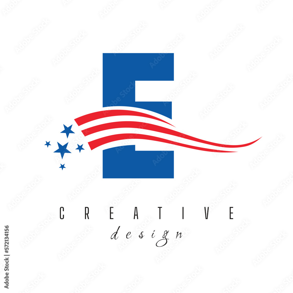 Letter E American Logo for Business, Corporate and Company Sign. USA ...