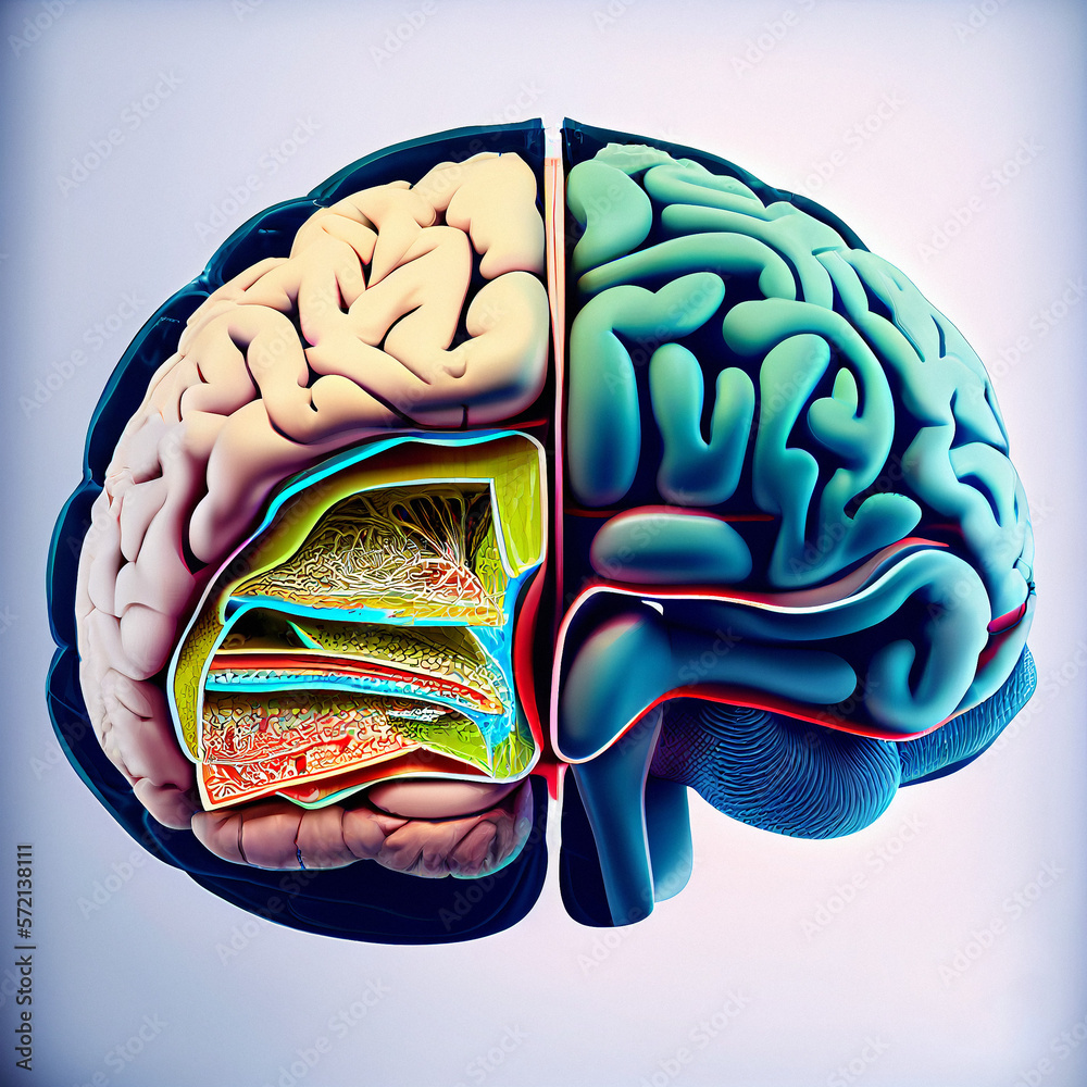 Human Brain Cross Section Concept - Generative Ai Stock Illustration ...
