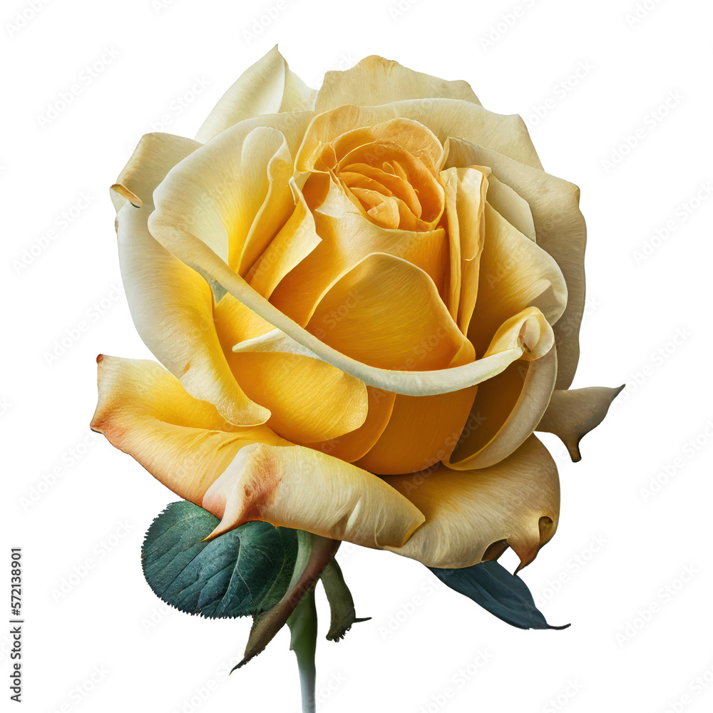 Yellow rose isolated on transparent background, close up. PNG ...