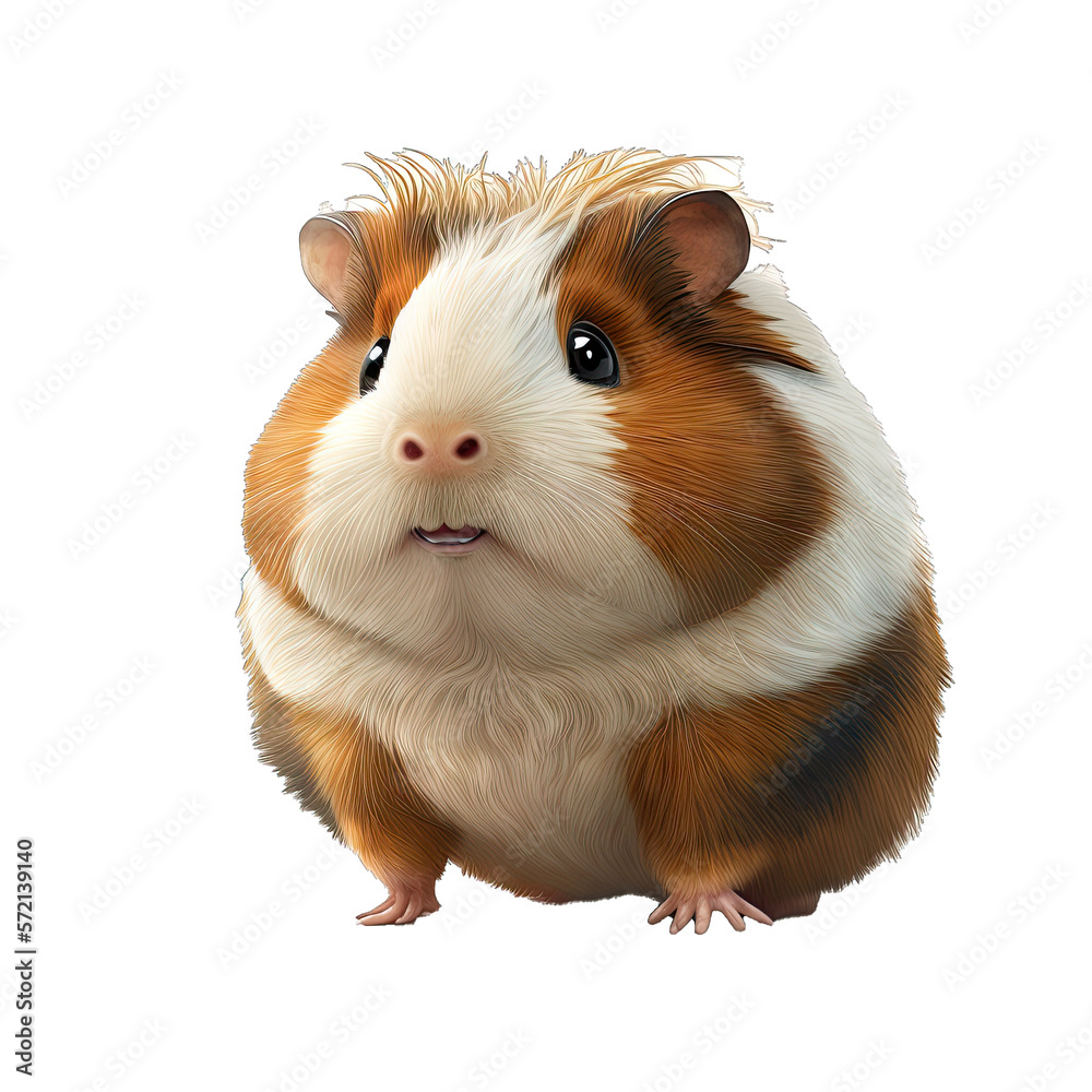 Cute Animation Cartoon Character Animal Guinea Pig Design Elements Isolated on Transparent ...