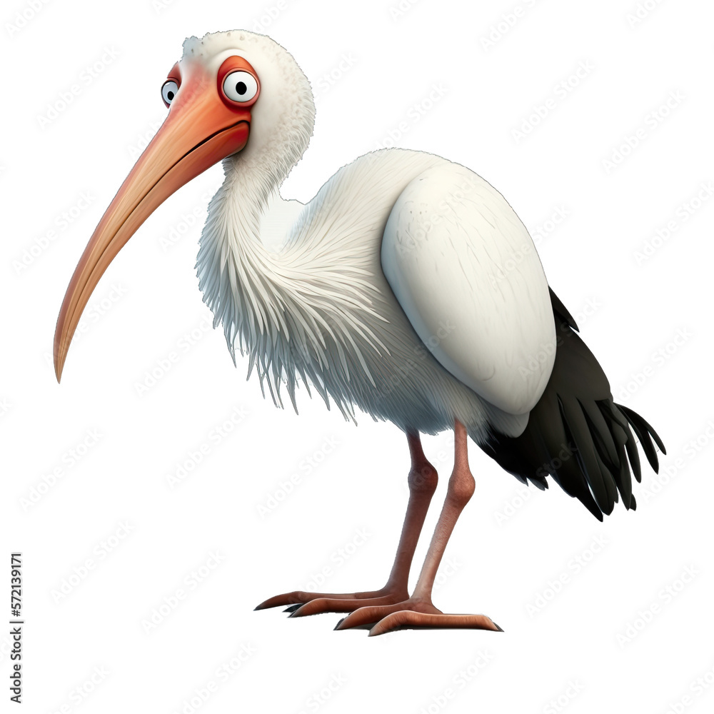 Cute Animation Cartoon Character Animal Ibis Design Elements Isolated ...