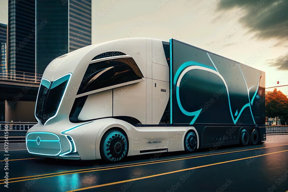 Zukunft des autonomen Frachttransports, AV - Lastwagen, AV, generative ...