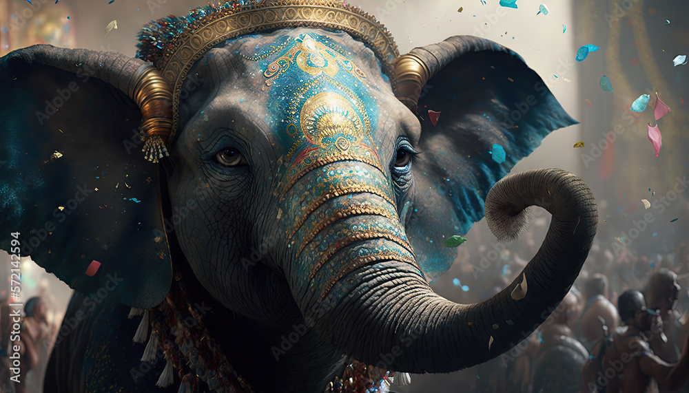 Cute and Cool Animal Elephant in Rio Carnival Costume: Colorful ...