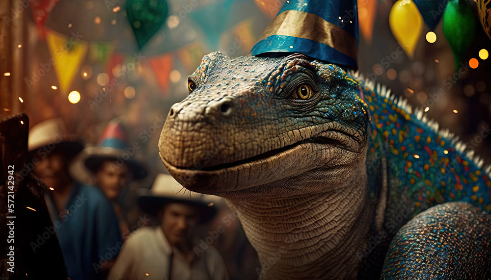 Cute and Cool Animal Monitor Lizard in Rio Carnival Costume: Colorful ...