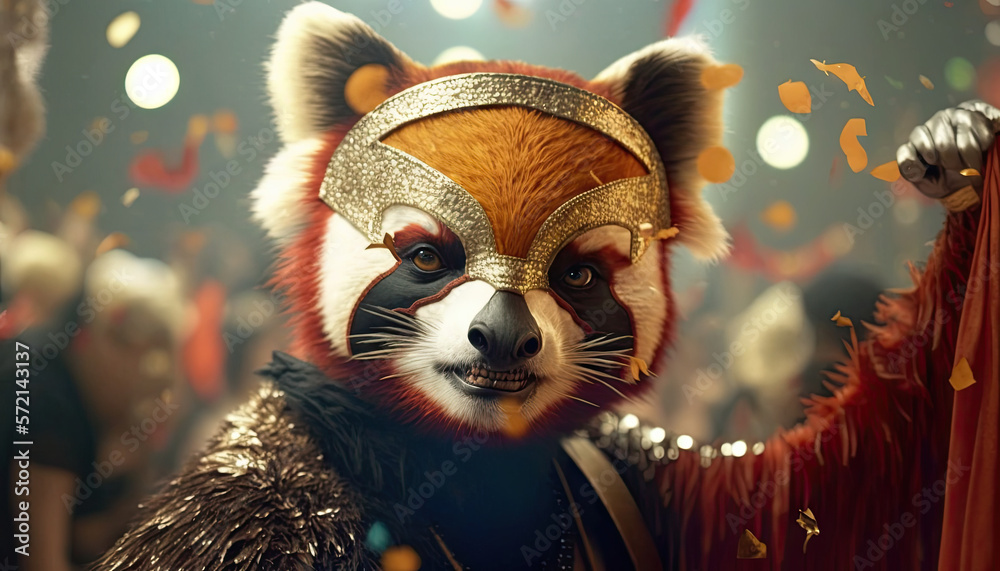 Cute and Cool Animal Red Panda in Rio Carnival Costume: Colorful ...