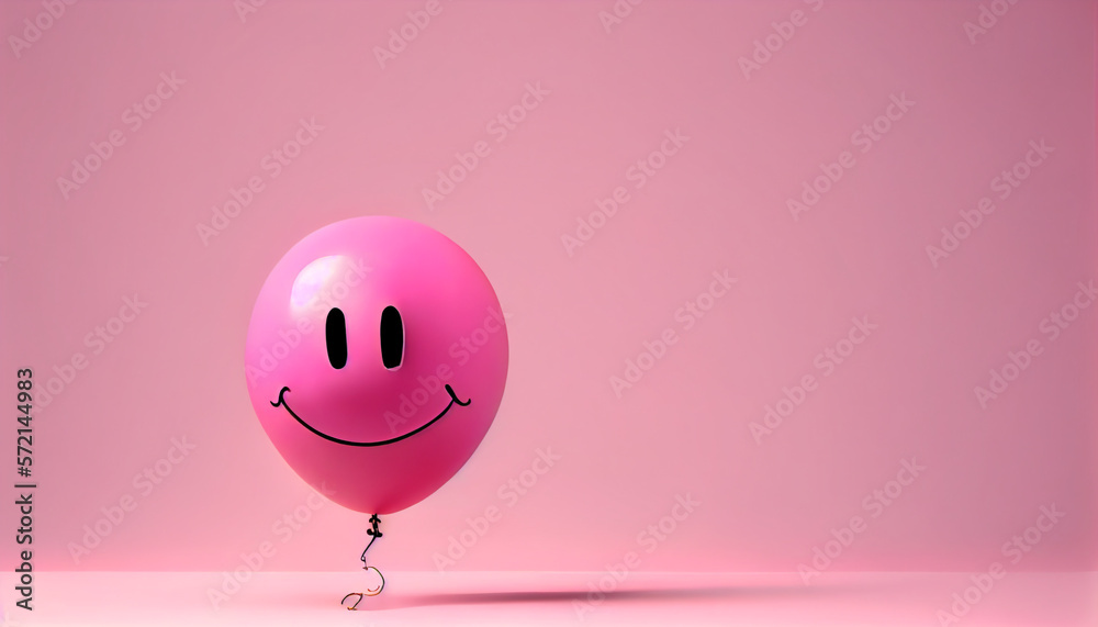 Cute smile balloon with a pink background created with Generative AI ...