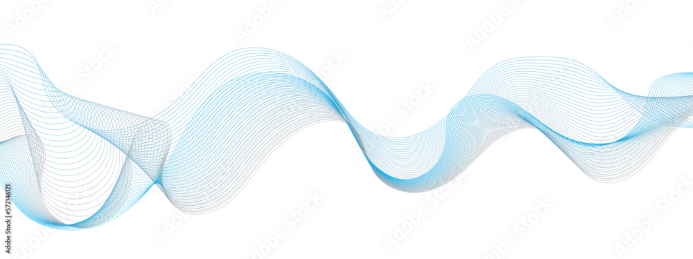 Abstract colorful blue lines on a white background. Blending gradient ...