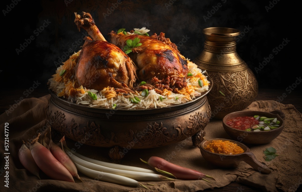 Chicken biryani food Indian. Generative AI Stock Illustration | Adobe Stock