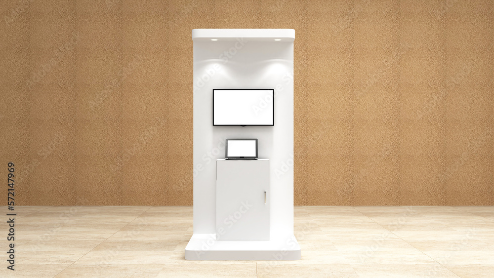 3D render of Demo POD Booth for event or exhibition, Blank white booth ...