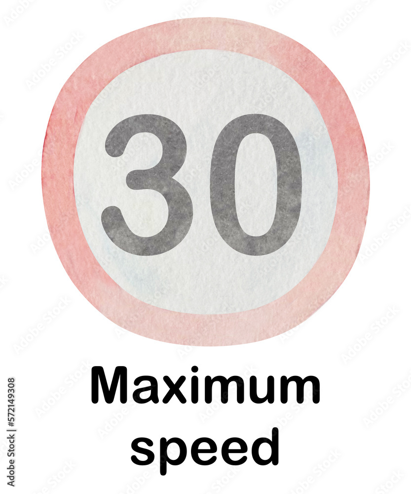 Watercolor road sign. Traffic sign illustration. Illustration of red ...