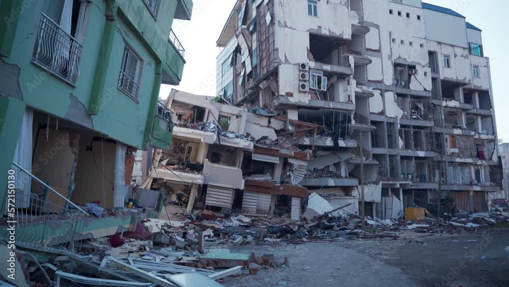 Buildings that were destroyed after the earthquake. Earthquake-proof ...
