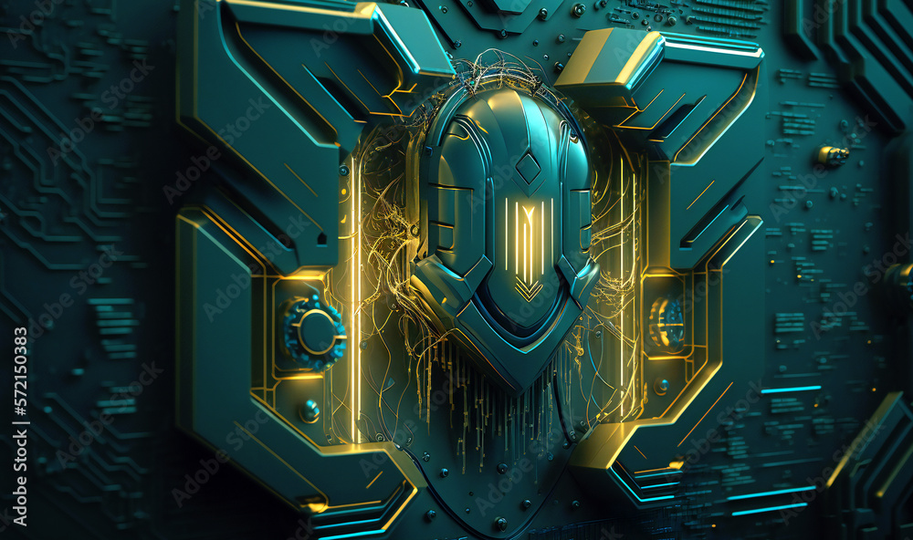 Futuristic and high-tech representation of cyber defense and security ...