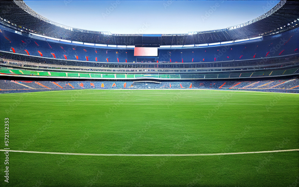 Large soccer stadium with blue sky background. Stock Illustration ...