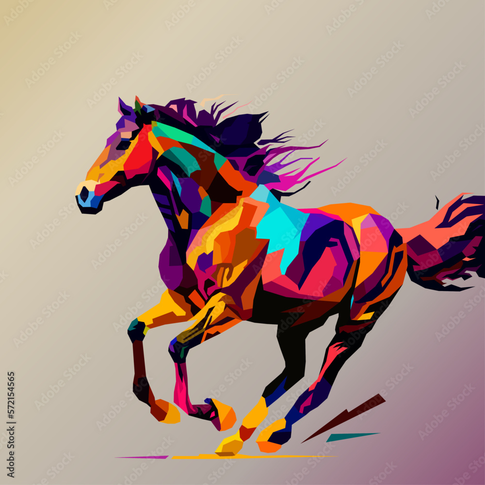 running horse drawn using WPAP art style, pop art, vector illustration. Stock Vector | Adobe Stock