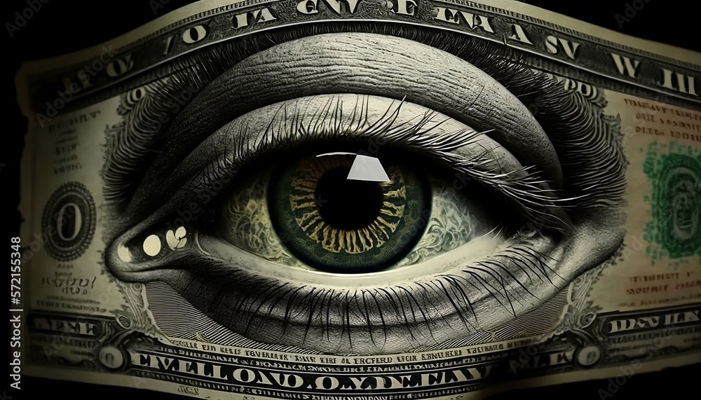 Banknote portrait human eye Macrophotography background Stock ...