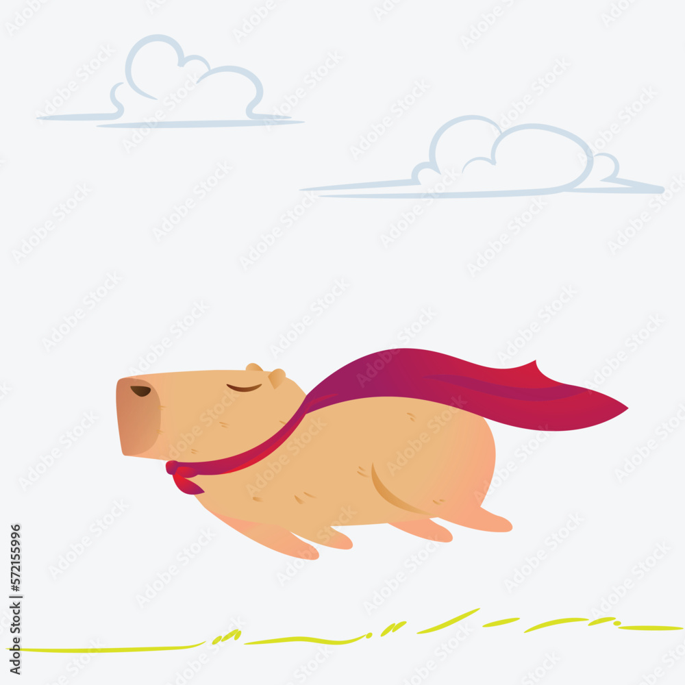 Super Capybara Flying, Capybara enjoy flying Stock-Vektorgrafik | Adobe ...