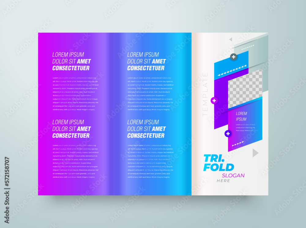 Trifold Cover design template violet and blue gradient color vector Stock Vector | Adobe Stock