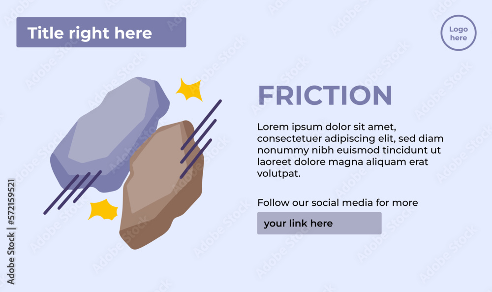 Stone object physics friction themed descriptive text vector ...