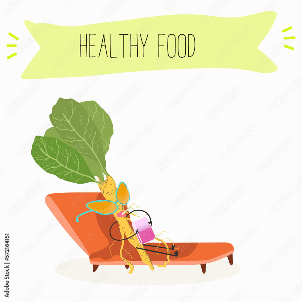 Vector Illustration with funny cartoon characters horseradish, kohlrabi ...