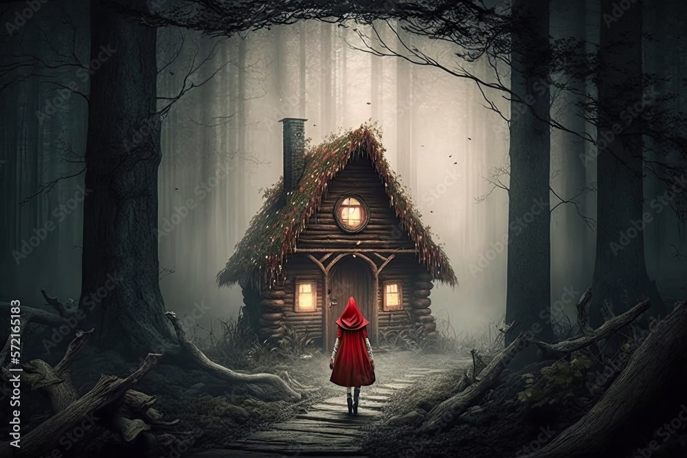 Little Red Riding Hood on a Thrilling Adventure. Mystery and Suspense ...