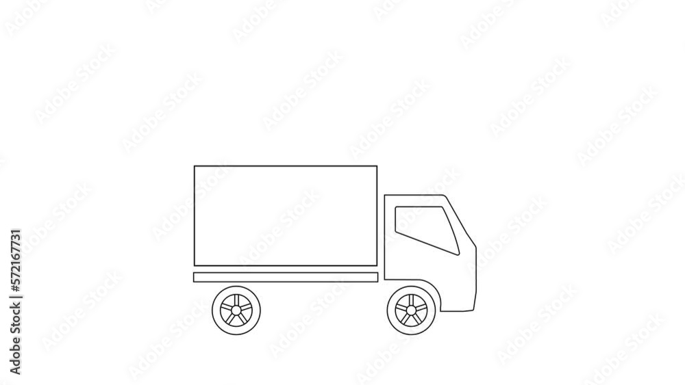 Delivery truck animation on white background. 2D animation. Cartoon car ...
