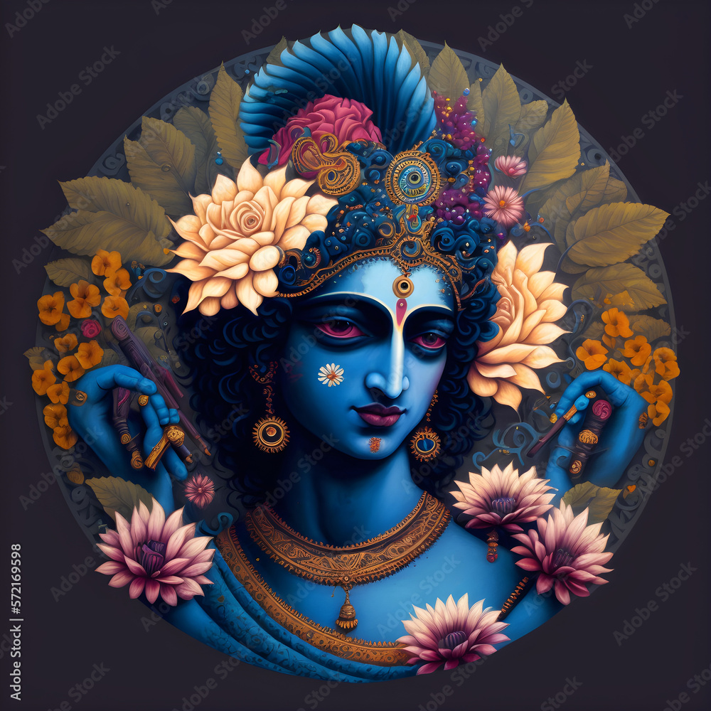 Hindu God Shree Krishna Painting (symbol of Devine Love). Lord Krishna ... Hindu God Shree Krishna Painting (symbol of Devine Love). Lord Krishna ...