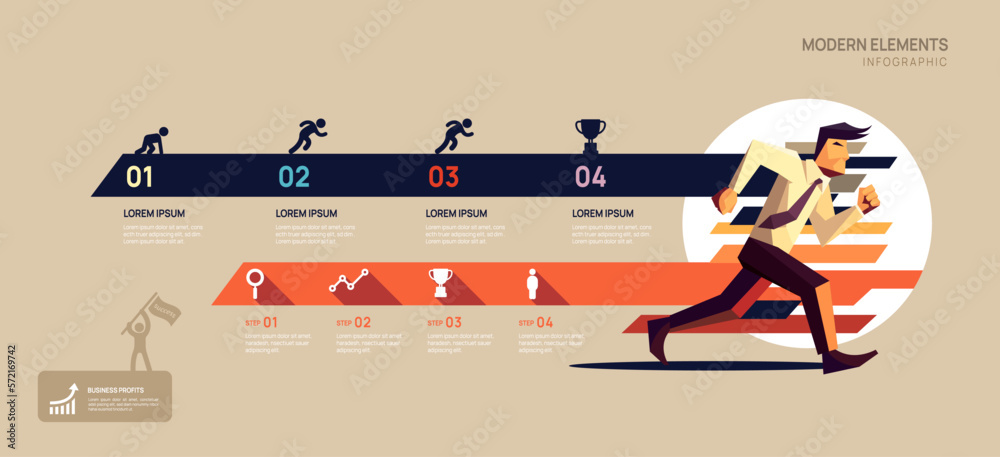 Poster Infographic Timeline Businessman run elements diagram template ...