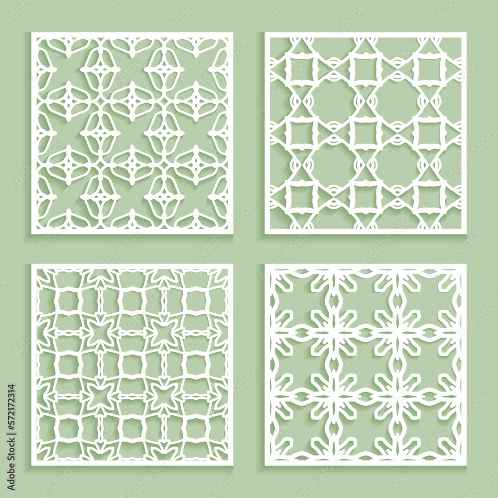 Templates for laser cutting, plotter cutting, printing. Square line ...