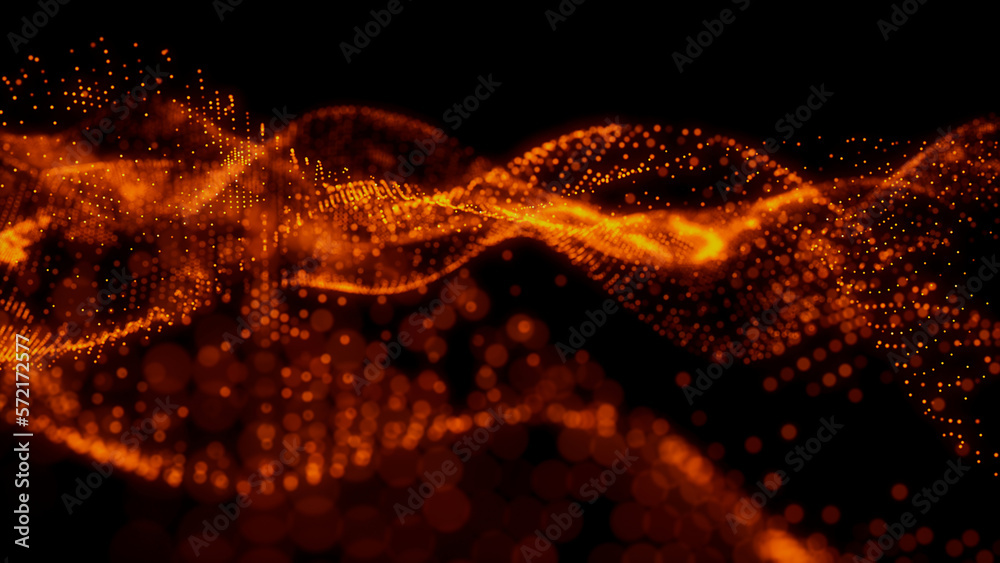 Network Cyber Security Concept. Orange, Futuristic Digital Style. 3D ...