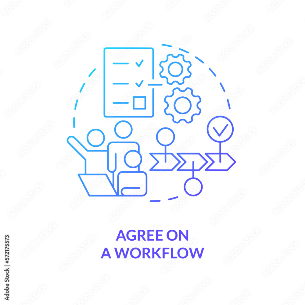 Agree on workflow blue gradient concept icon. Team collaboration ...