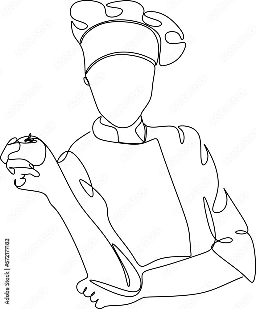 Continuous line drawing of chef, chef hats isolated on white background ...