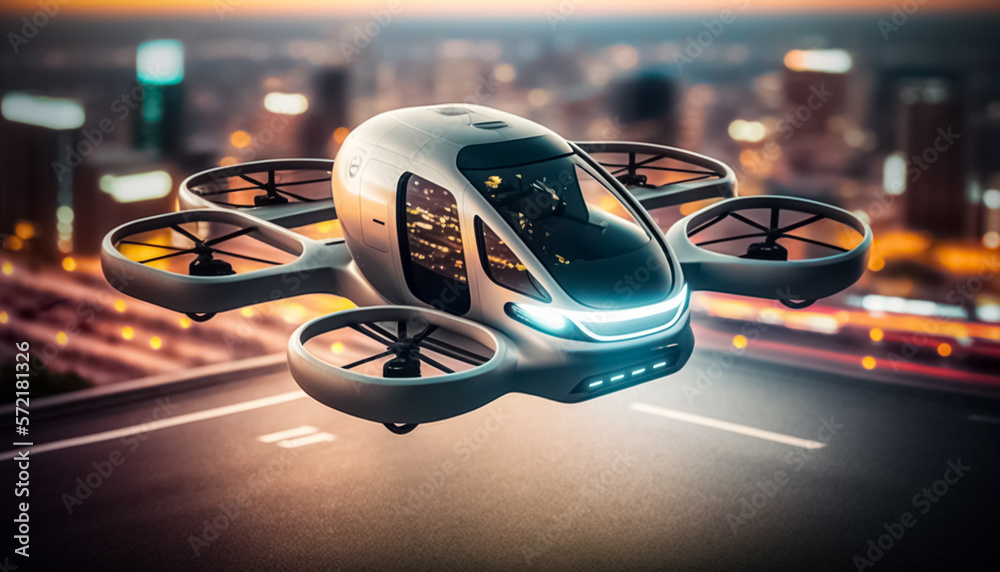 Passenger Autonomous Aerial Vehicle AAV. Future of urban air mobility ...