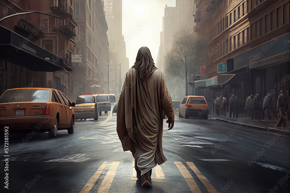 Jesus Walking On Road