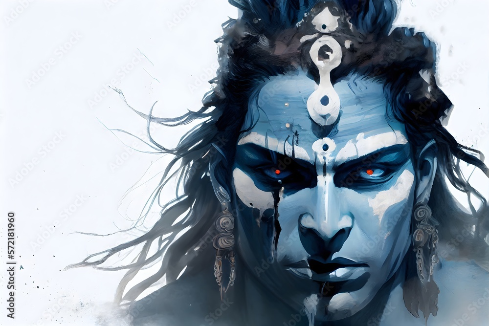 Hindu god Shiva, Colorful indian hindu God Shiva hand holding Trident ...