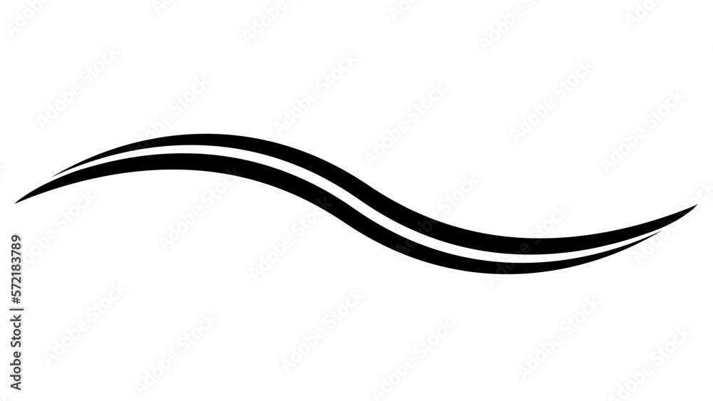 Double curve wave, vector simple water, swoosh wavy strip long Stock ...