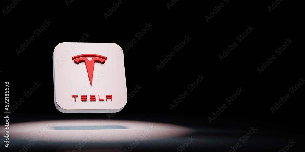 Tesla App Icon Spotlighted on Black Background Stock Illustration ...