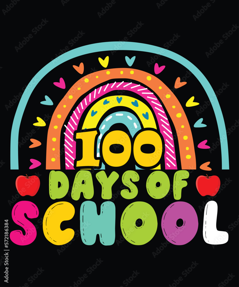 100 Days Of School, Happy back to school day shirt print template ...