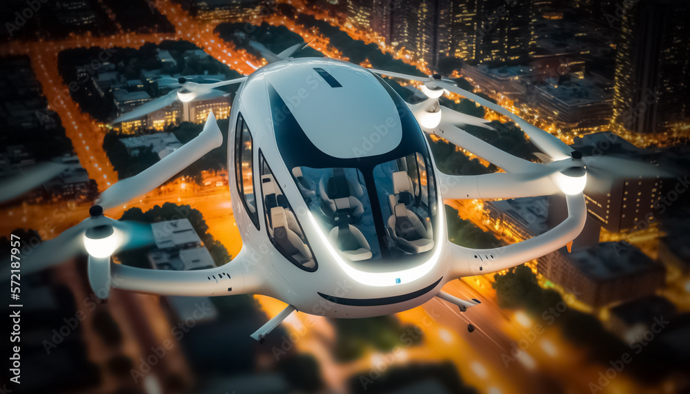 Passenger Autonomous Aerial Vehicle AAV. Future of urban air mobility ...