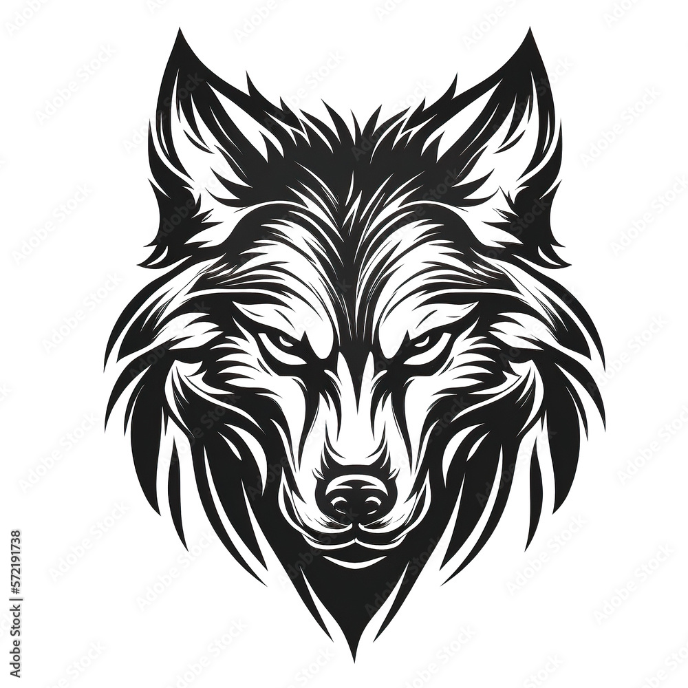 a wolf head flat logo illustration on transparent background Stock ...