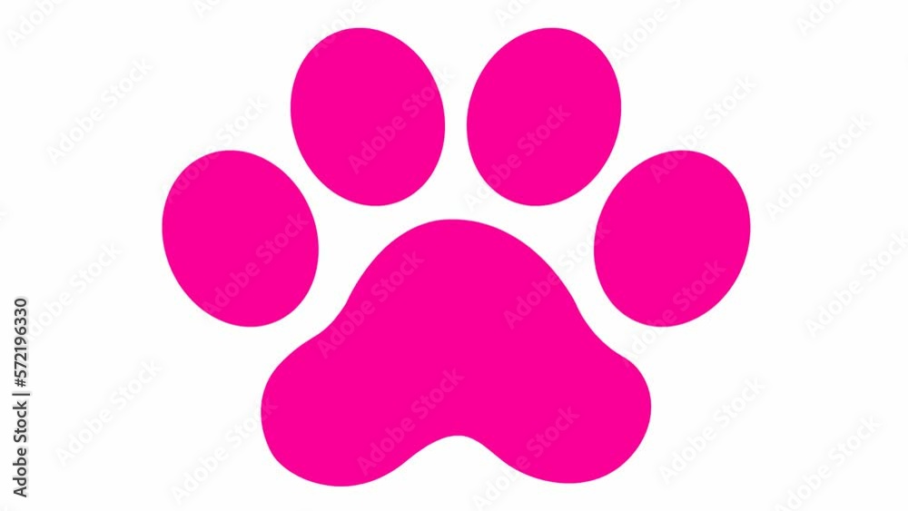 Animated cat magenta footprint. A cat's paw print appears. Looped video ...