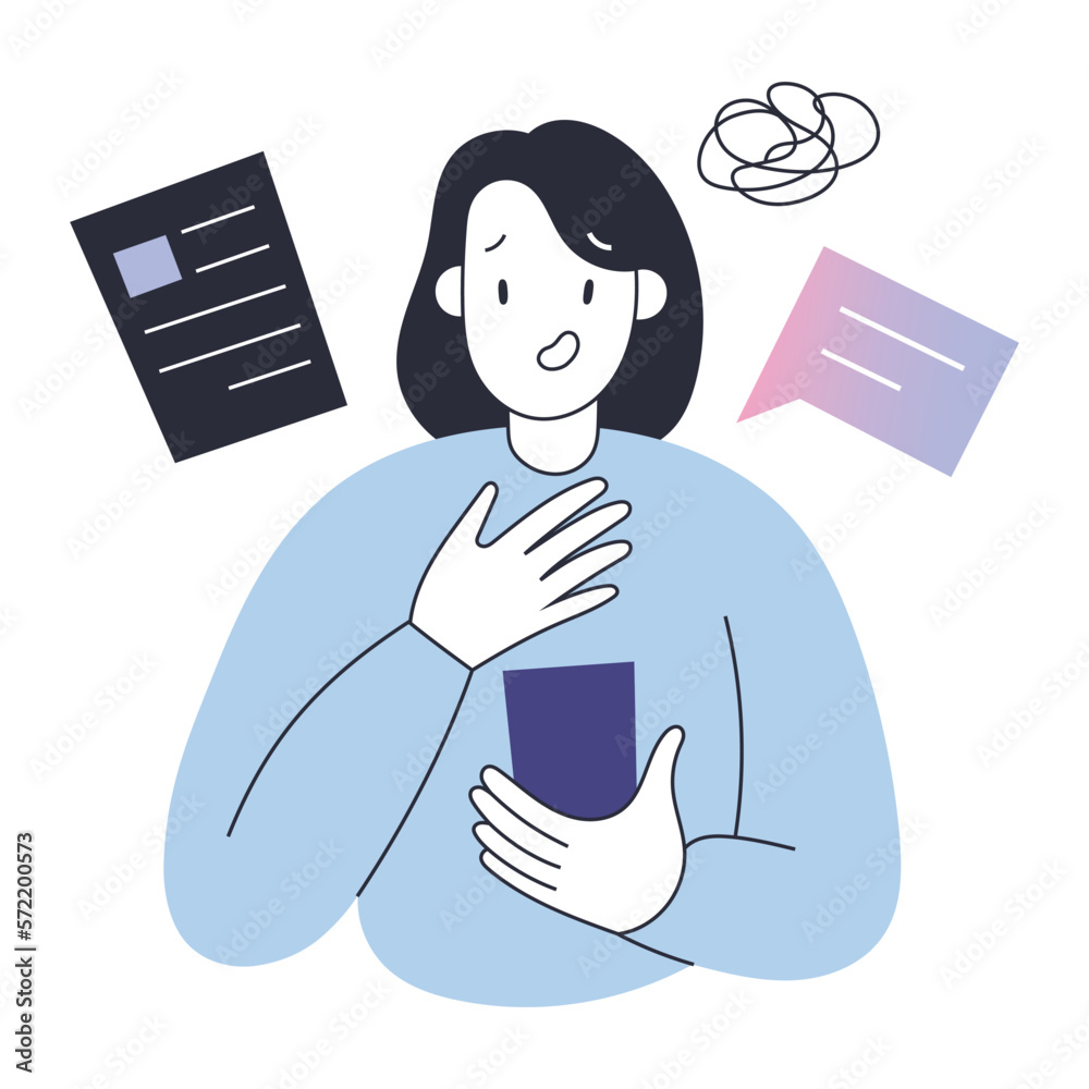 Vecteur Stock Female person reading bad news in social media feed ... Vecteur Stock Female person reading bad news in social media feed ...