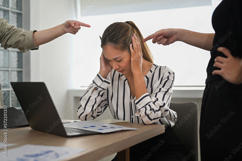 Frustrated employee intern unfair reprimand rebuke, suffers from bad ...