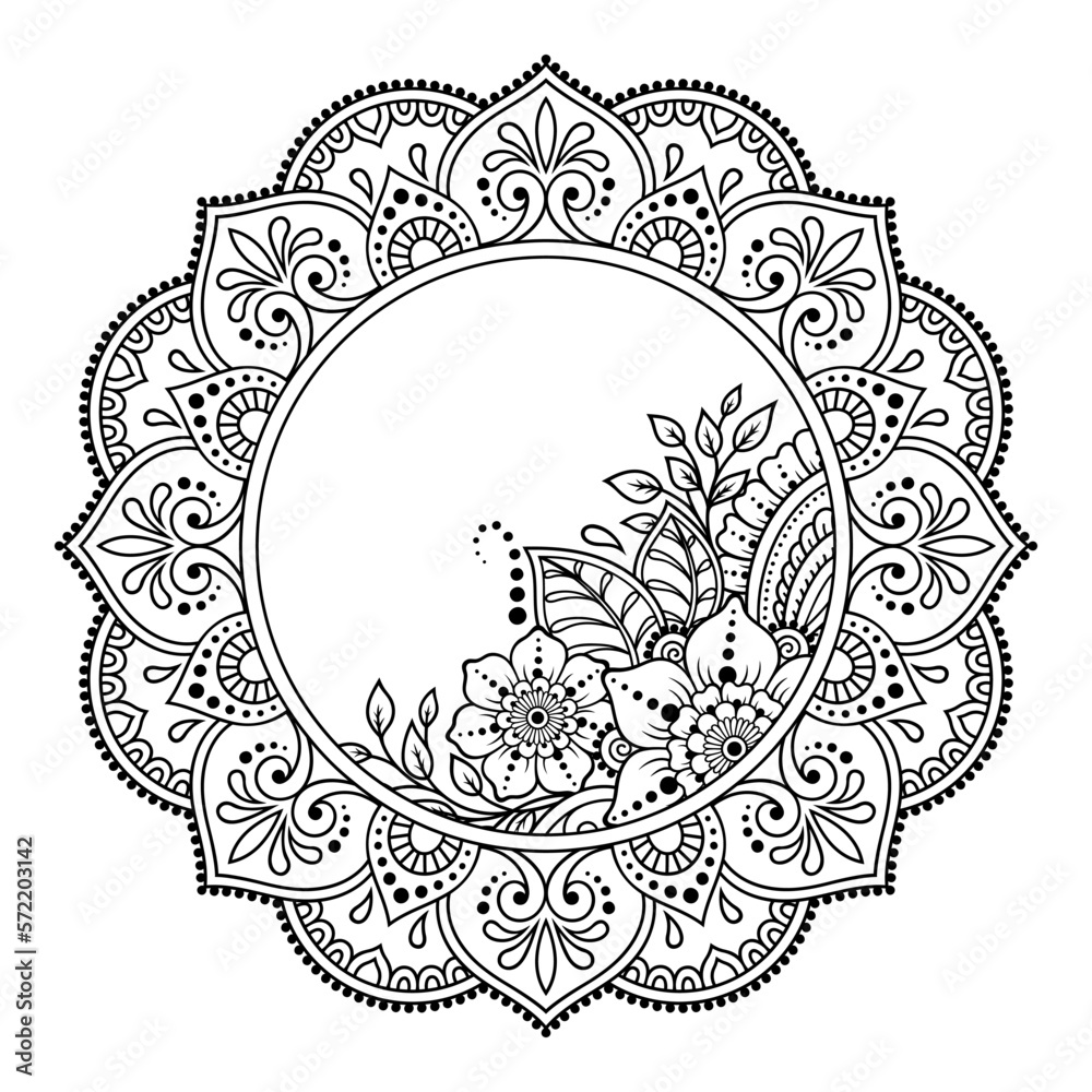 Frame in eastern tradition. Stylized with henna tattoos decorative ...