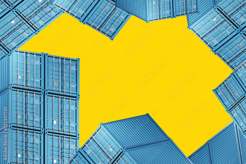 Blue industrial containers. Cargo container for export and import ... Blue industrial containers. Cargo container for export and import ...