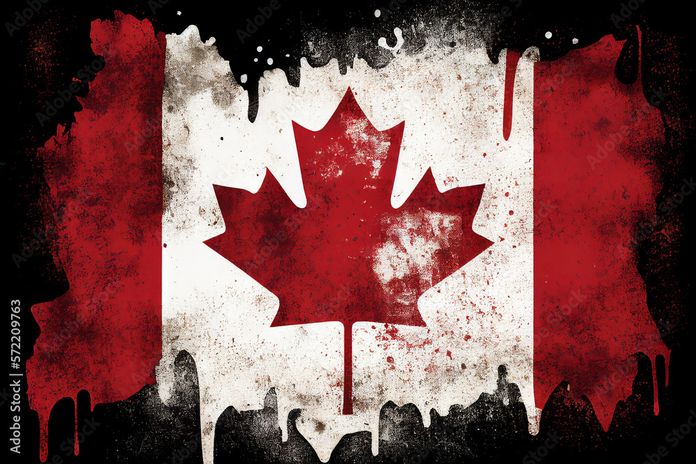 National flag of Canada background with a distressed vintage weathered ...